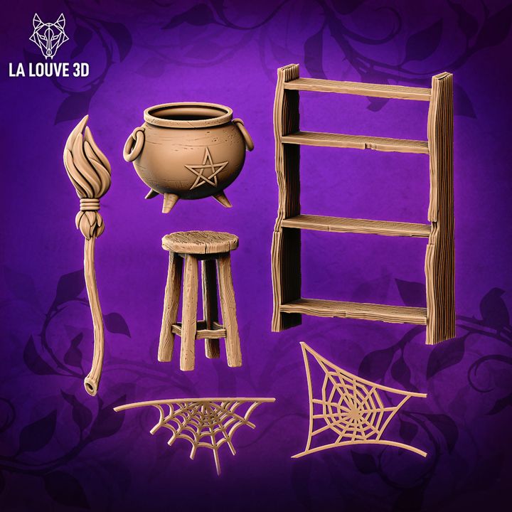 3D Printable Witch workshop - diorama 75mm by La Louve 3D