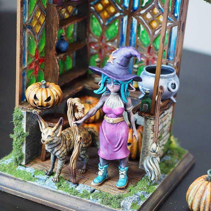 3D Printable Witch workshop - diorama 75mm by La Louve 3D