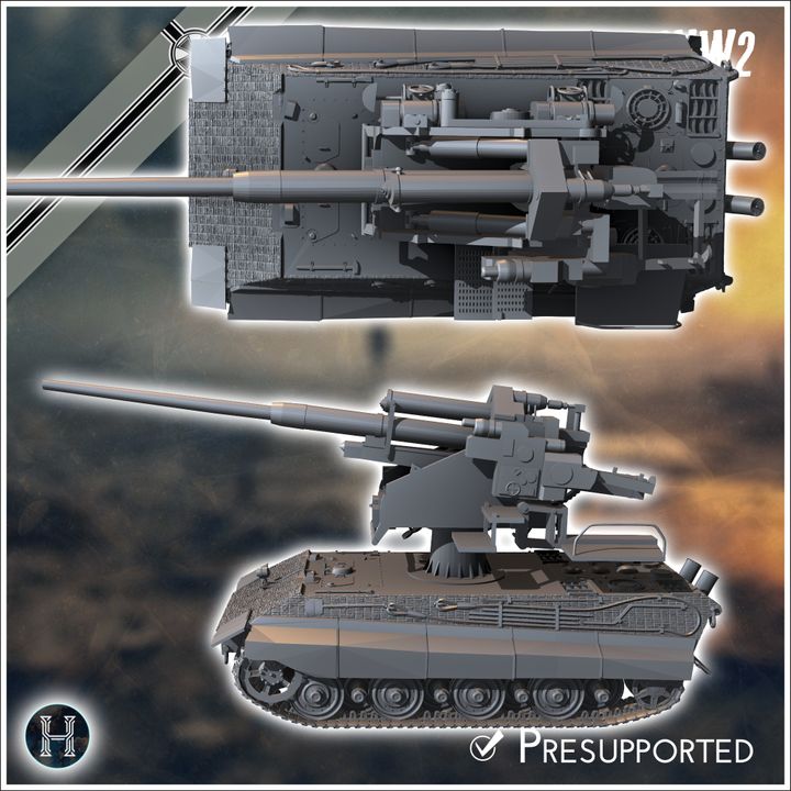 3D Printable E-75 128mm Flak 40 Entwicklung - Germany Eastern Western ...