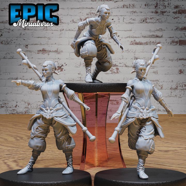 3D Printable Monk Adventurer Female Set / Shaolin Fighter / Buddhism ...