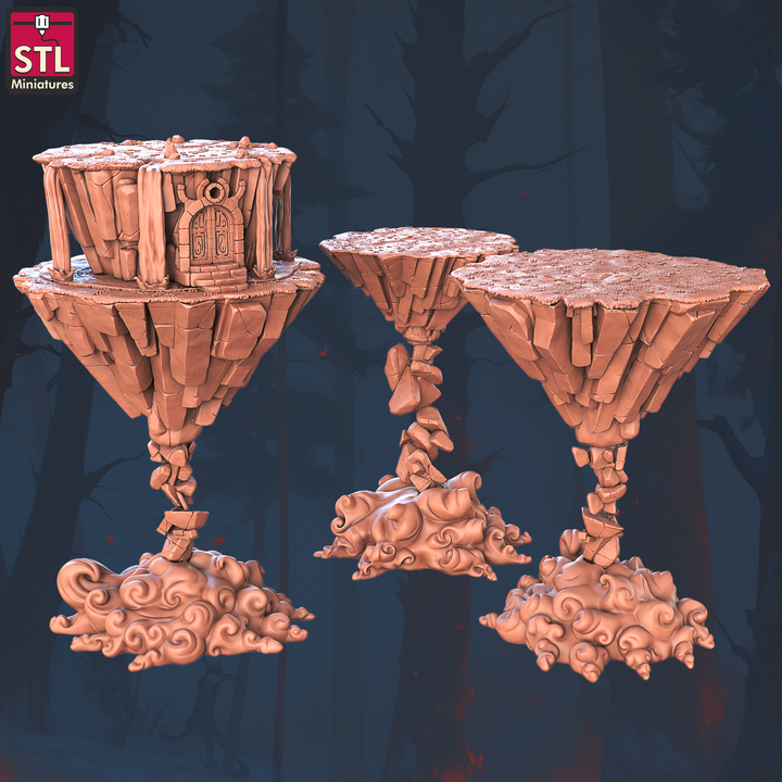 3D Printable Floating Islands Set by STL Miniatures