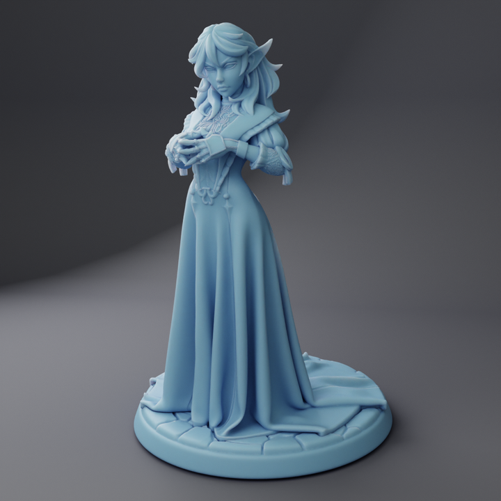 3D Printable Felynril, Drow Noble by Twin Goddess Miniatures