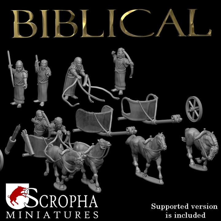 3D Printable Hittite light chariot by Scropha Miniatures