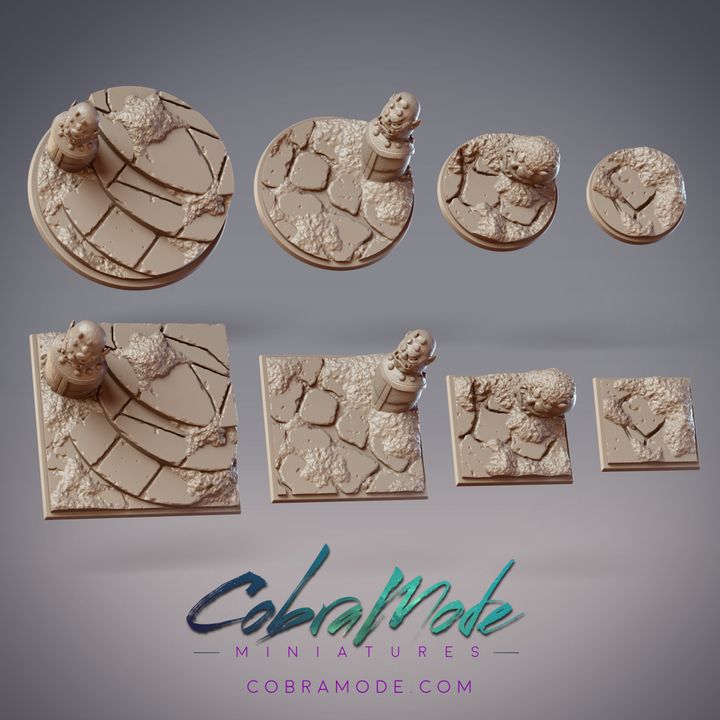 3D Printable Oni Statue Base Pack (8pcs) - Round and Square Versions by ...