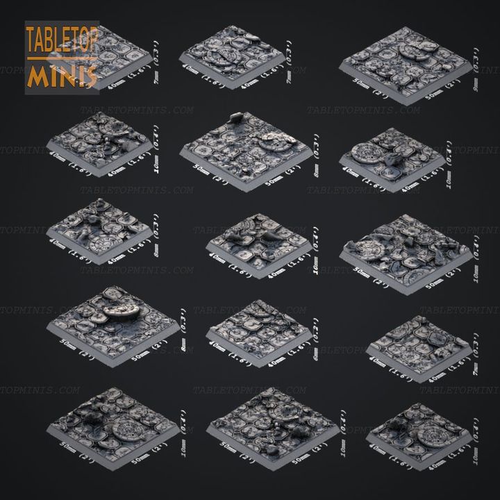 3D Printable Ancient Ruin Rectangular Bases Bundle by TableTopMinis