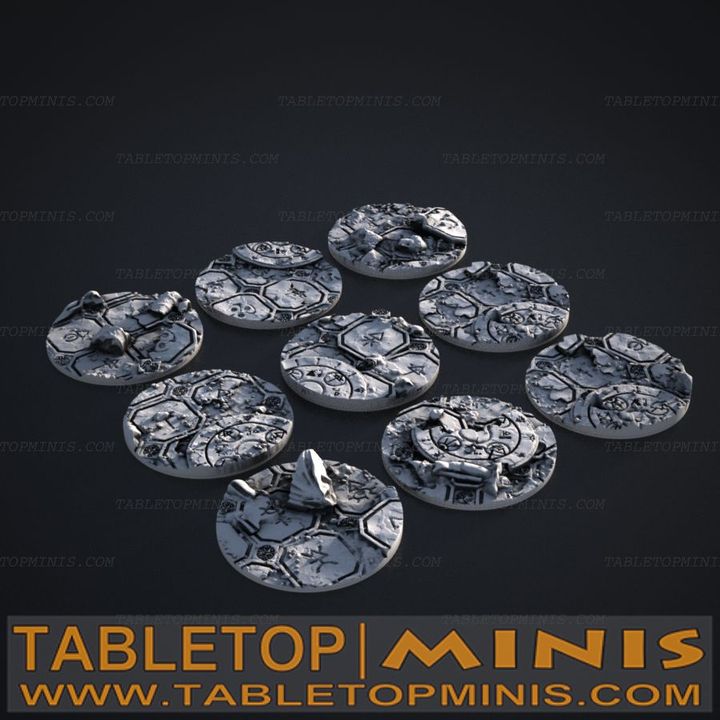 3D Printable Ancient Ruins 28mmx28mm Circular Base Toppers by TableTopMinis