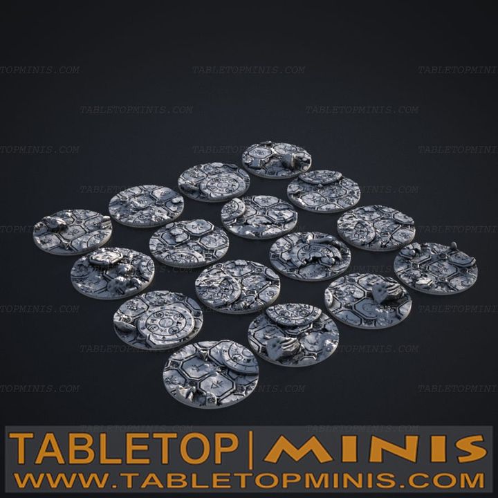 3D Printable Ancient Ruins 32mmx32mm Circular Base Toppers by TableTopMinis