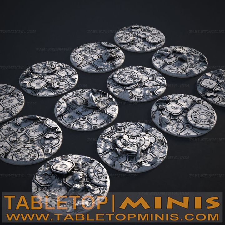 3D Printable Ancient Ruins 40mmx40mm Circular Base Toppers by TableTopMinis