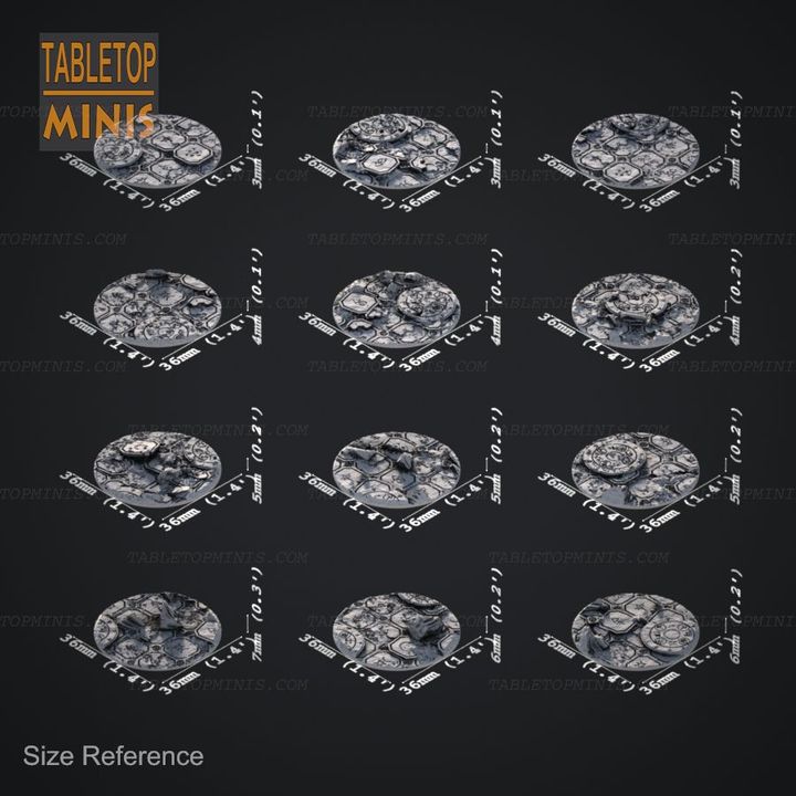 3D Printable Ancient Ruins 40mmx40mm Circular Base Toppers by TableTopMinis