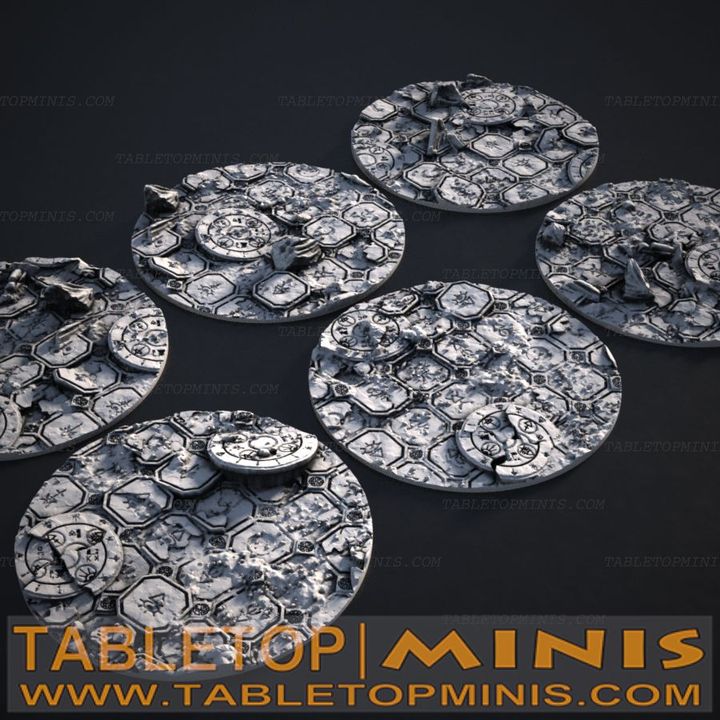 3D Printable Ancient Ruins 60mmx60mm Circular Base Toppers by TableTopMinis