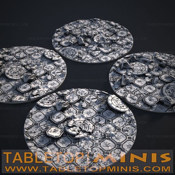 3D Printable Ancient Ruins 80mmx80mm Circular Base Toppers by TableTopMinis