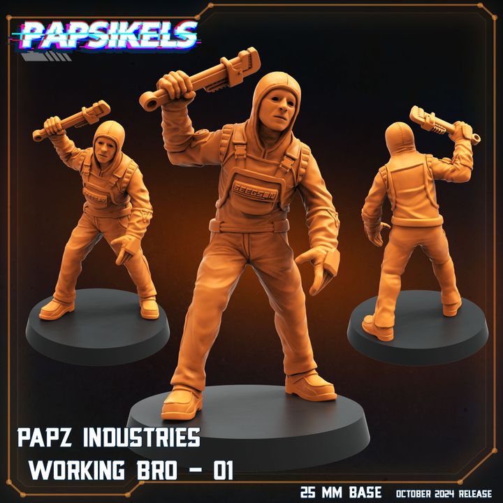 3D Printable PAPZ INDUSTRIES WORKING BROS SET 4 by PAPSIKELS MINIATURES
