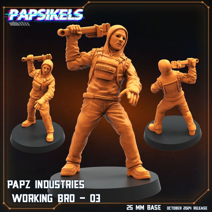 3D Printable PAPZ INDUSTRIES WORKING BROS SET 4 by PAPSIKELS MINIATURES