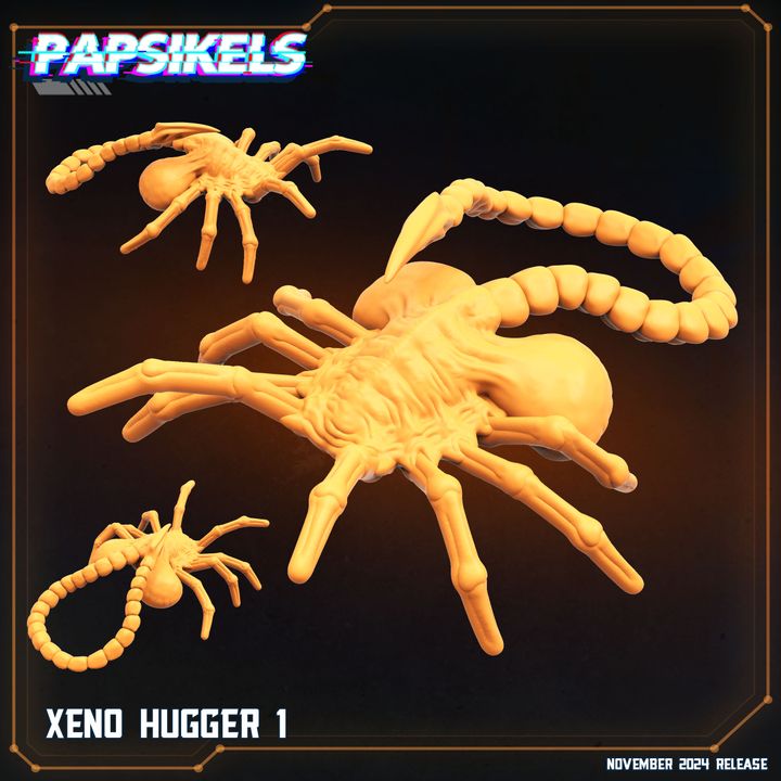 3D Printable XENO HUGGERS SET 1 by PAPSIKELS MINIATURES