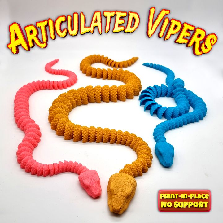 3D Printable Articulated Vipers by 3dFabrik