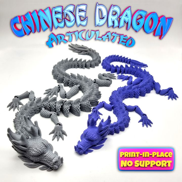3D Printable Chinese Dragon Articulated by 3dFabrik