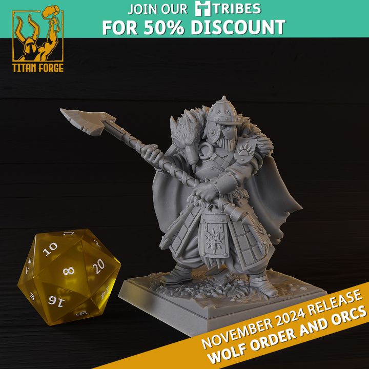 3D Printable Warriors Two Handed - Wolf Order and Orcs - Titan Forge ...