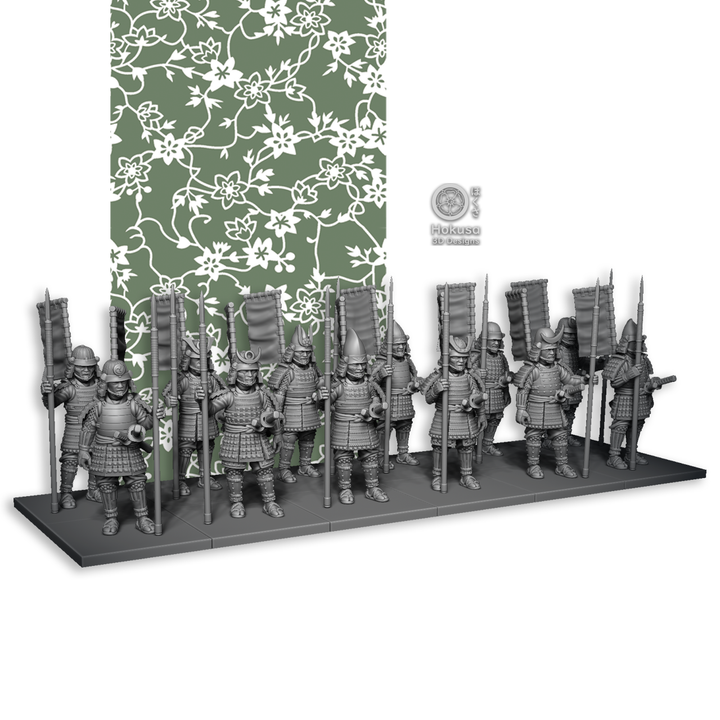 3D Printable Standing Samurai Infantry with Yari by Hokusa 3D Designs