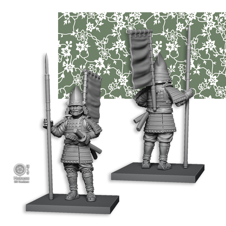 3D Printable Standing Samurai Infantry with Yari by Hokusa 3D Designs