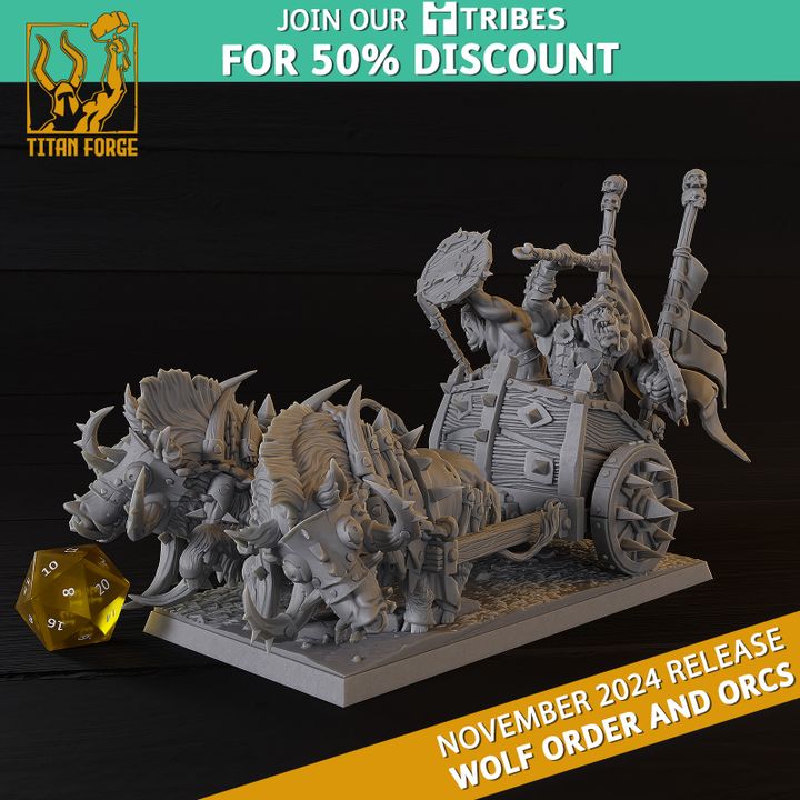 3D Printable Orc Chariot - Wolf Order and Orcs - Titan Forge Miniatures ...
