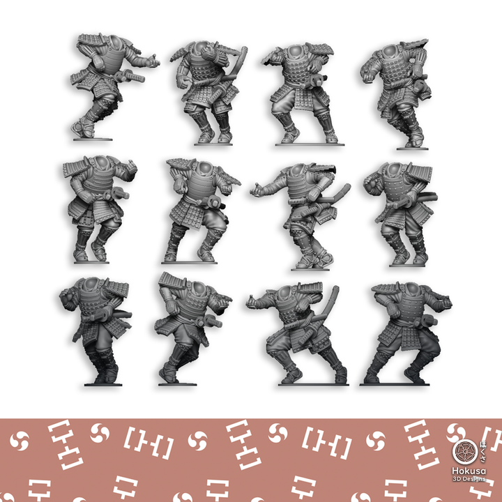 3D Printable Charging Samurai Infantry with Yari by Hokusa 3D Designs