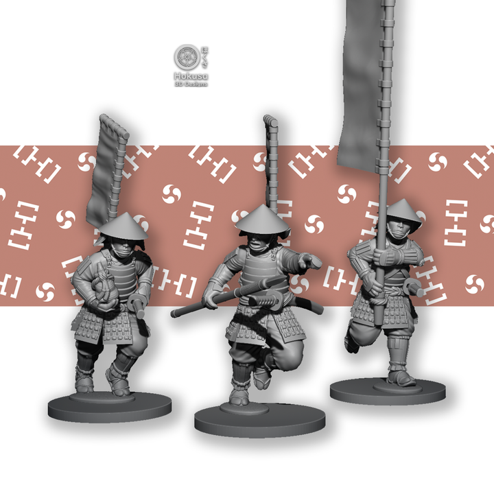 3D Printable Ashigaru infantry charging with Yari by Hokusa 3D Designs