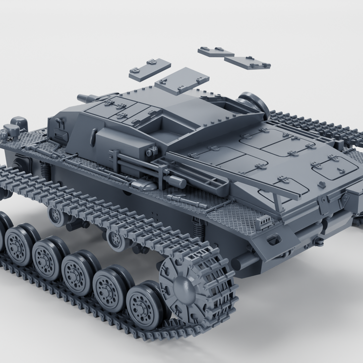 3D Printable STUG III (Sturmgeschutz III) Ausf.B + 3 Tankmen (Germany ...