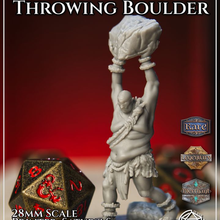 3D Printable Cyclops Throwing Boulder by M3DM