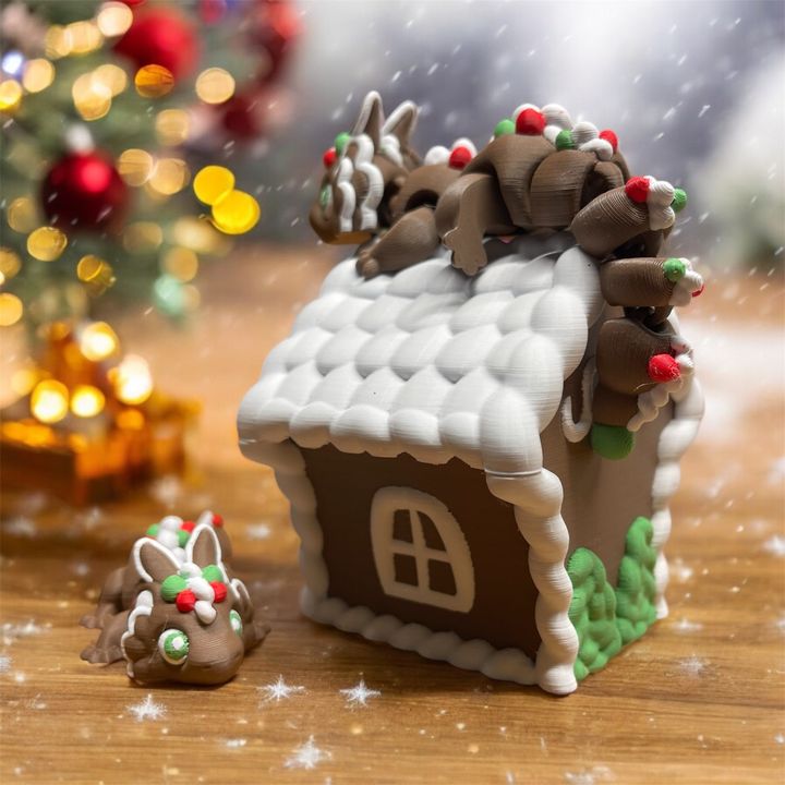 3D Printable Gingerbread Dragon with House by Rebel Alicorn Designs