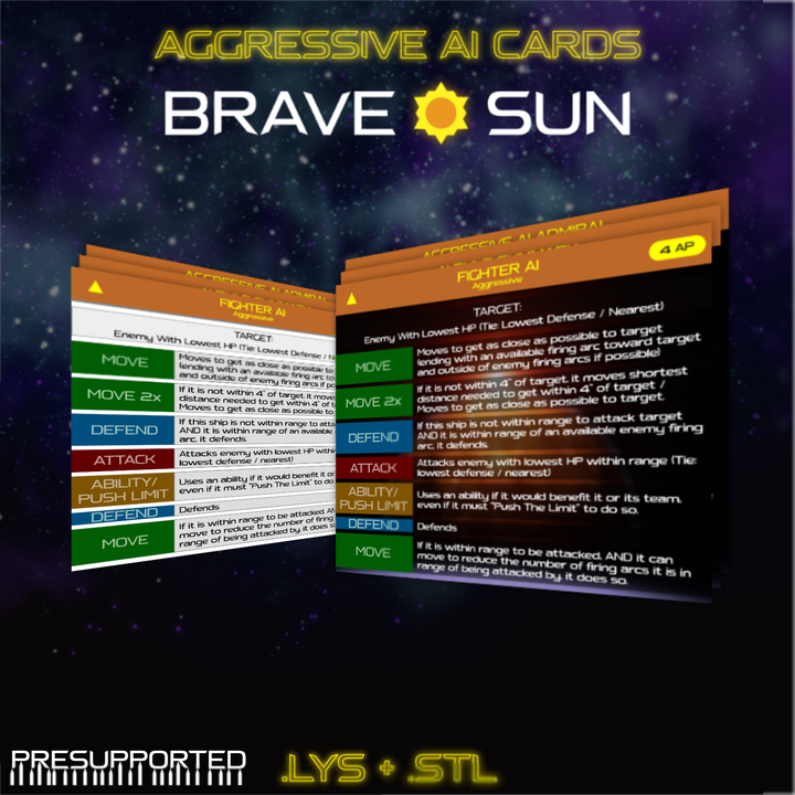 3D Printable Brave Sun Aggressive AI Cards by Blitz Gaming