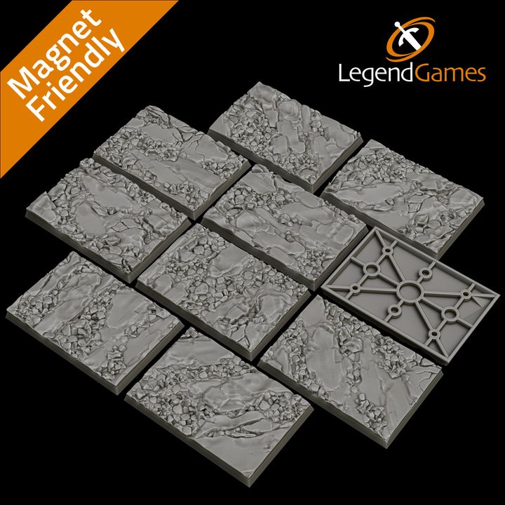 3D Printable LegendGames 50x75mm Rectangular Natural Stone Bases by ...