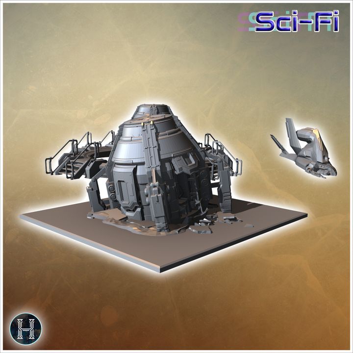 3D Printable Futuristic escape pod with a satellite communication ...