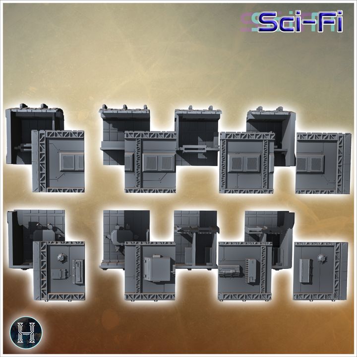 3D Printable Massive rectangular industrial facility with numerous ...
