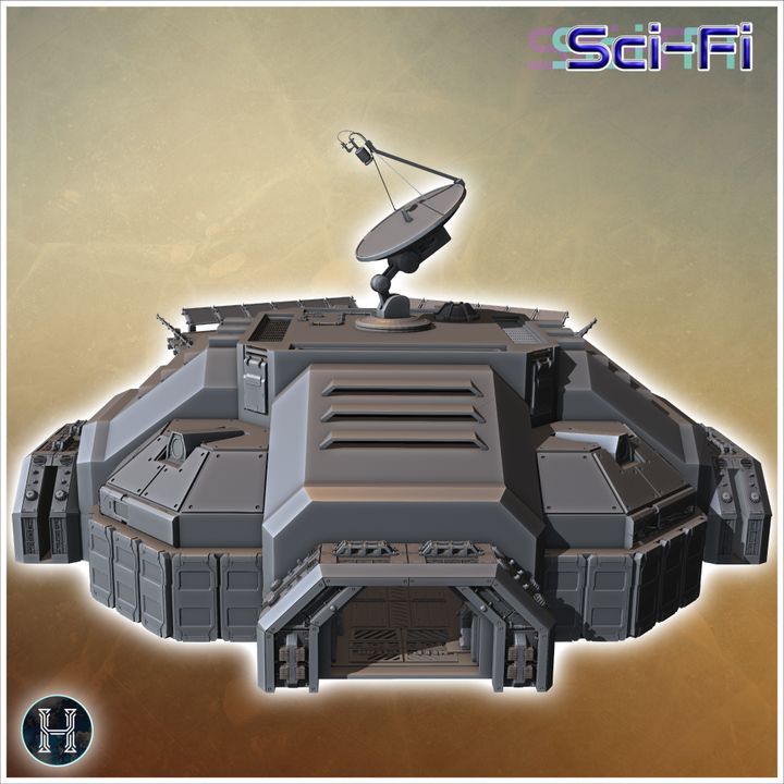 3D Printable Command center with adjacent large helipad featuring ...