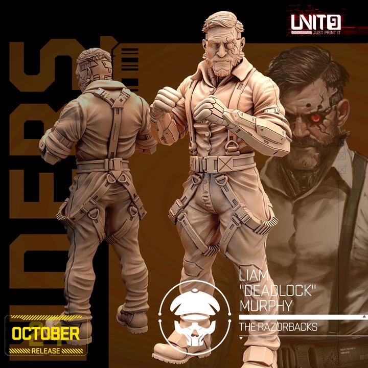 3D Printable Cyberpunk - Liam 'Deadlock' Murphy by UNIT9