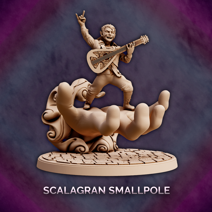 3D Printable Scalagran Smallpole - Halfling Bard by Artificers_Mini