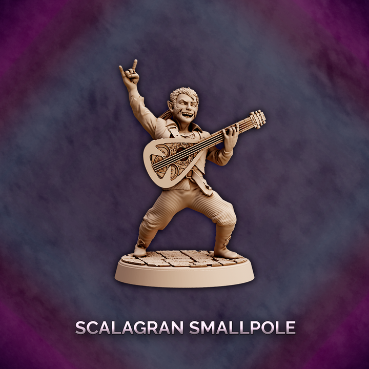 3D Printable Scalagran Smallpole - Halfling Bard by Artificers_Mini