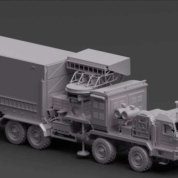3D Printable Russian 55Zh6ME Ku RLK radar on BAZ 6909 truck by The Military Industrial Complex