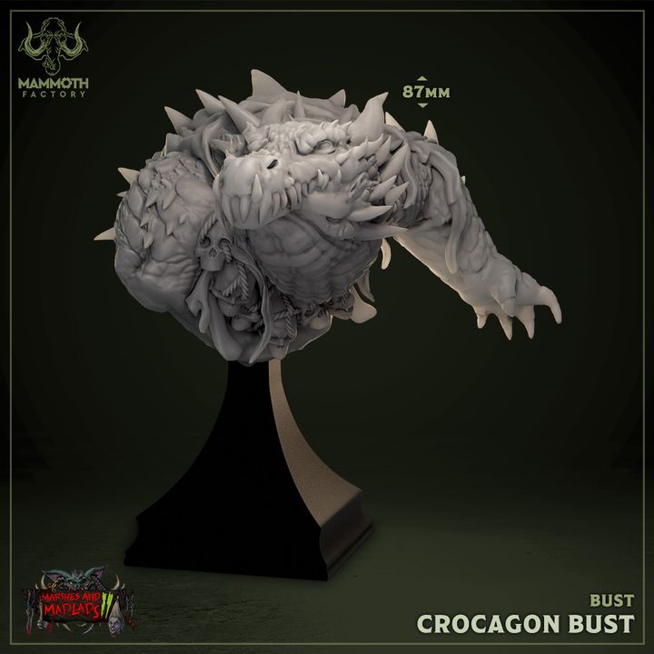 3D Printable Crocagon Bust by Mammoth Factory