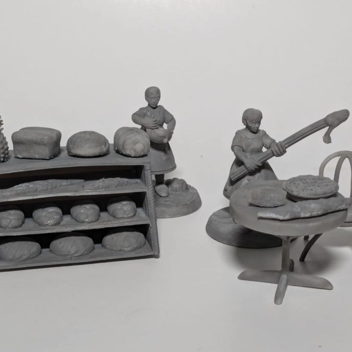 3D Printable 32mm Bakery & Cafe Miniature Collection: Cake, Doughnuts ...