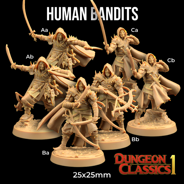 3D Printable Human Bandits | PRESUPPORTED | Dungeon Classics by Dungeon ...