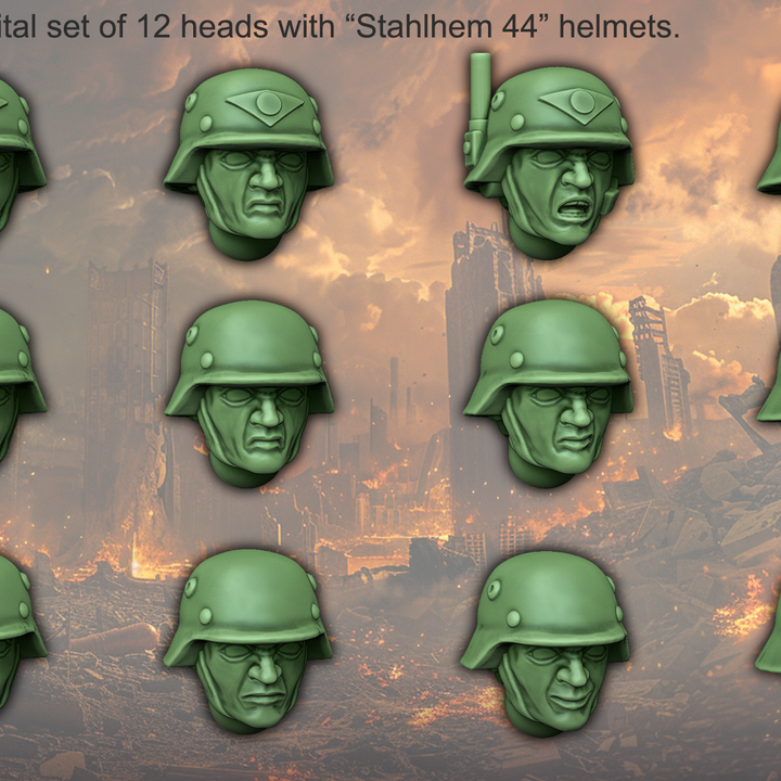 3D Printable DKOM - WW2 Stahlhelm-style helmets set by Erramir Orlans