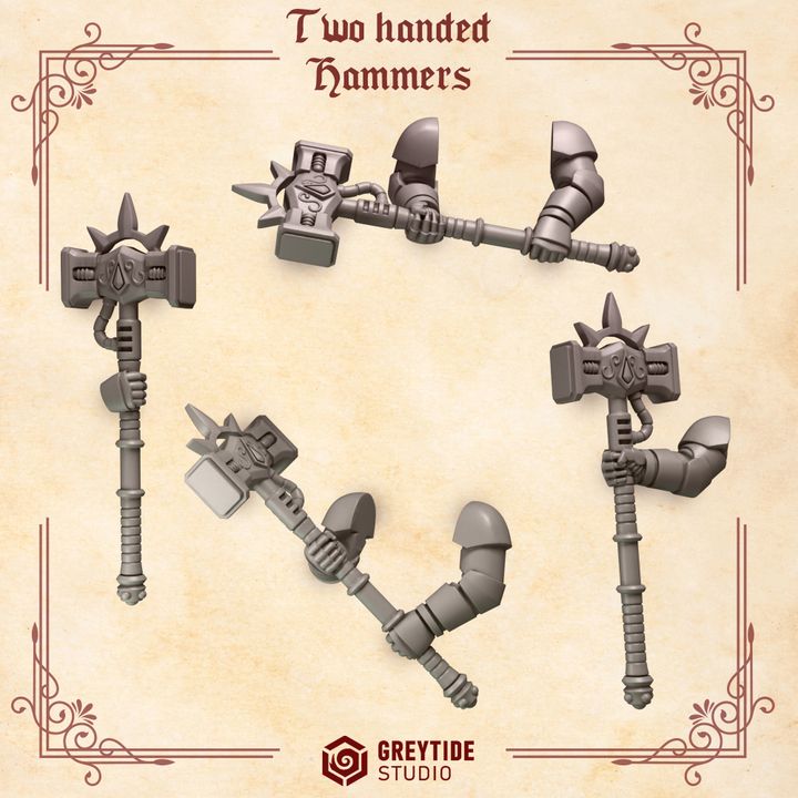 3D Printable Two Handed Hammers CL by GreyTide Studio