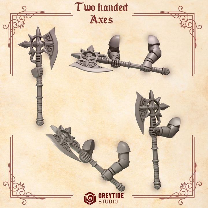 3D Printable Two handed Axes CL by GreyTide Studio