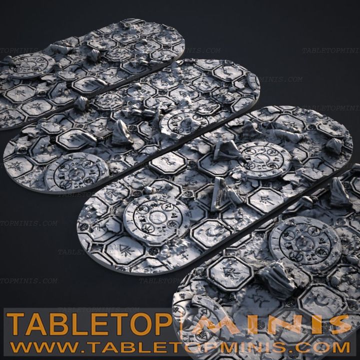 3D Printable Ancient Ruins 40mmx95mm Capsule Base Toppers by TableTopMinis