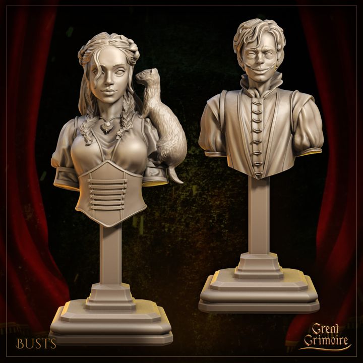 3D Printable Bust of Scarrow and Elowen by Great Grimoire