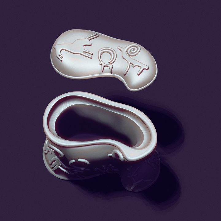 3D Printable Asyk-Style Trinket Box with Petroglyphs for 3D Printing by ...