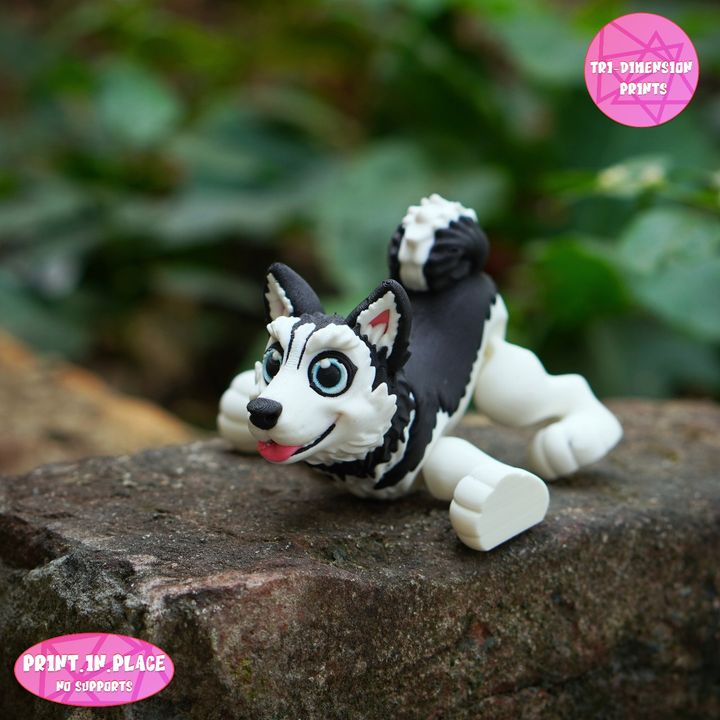 3D Printable November Exclusive Flexi Husky Dog by TriDimensionPrints