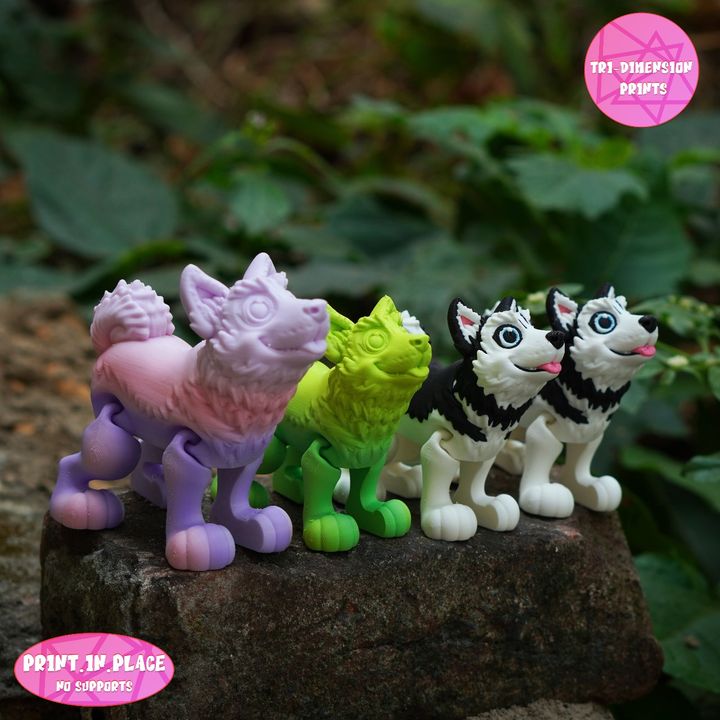 3D Printable November Exclusive Flexi Husky Dog by TriDimensionPrints