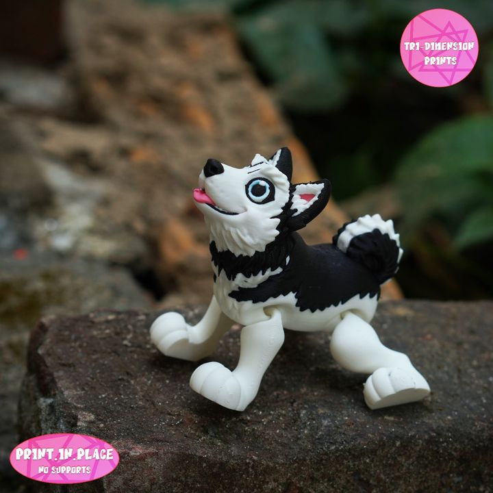 3D Printable November Exclusive Flexi Husky Dog by TriDimensionPrints